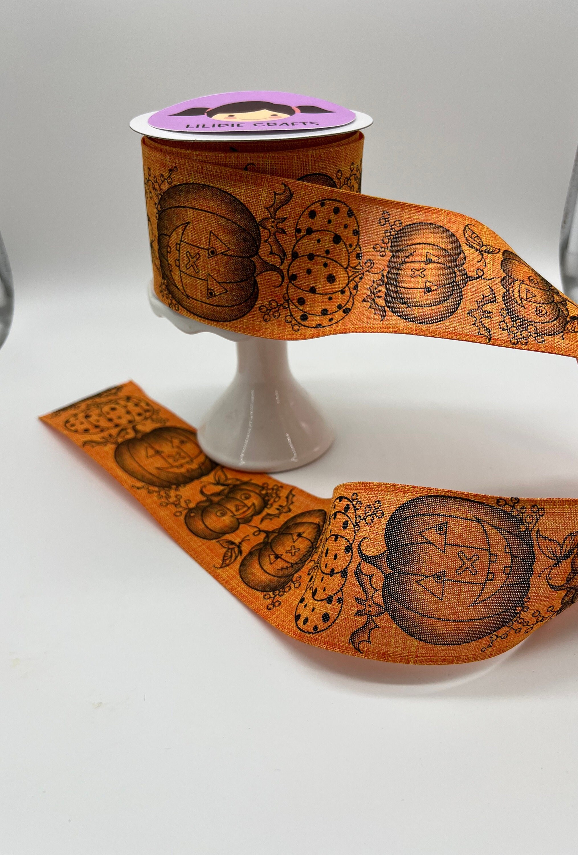 1 Yard of 2.5 Wired Halloween Ribbon Spider Ribbon Skull - Etsy