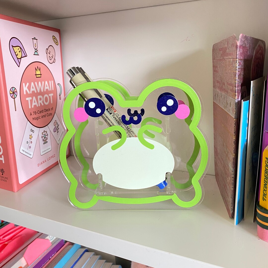 Kawaii Frog Acrylic Pen Holder Cute Office Supplies Cute Stationery ...