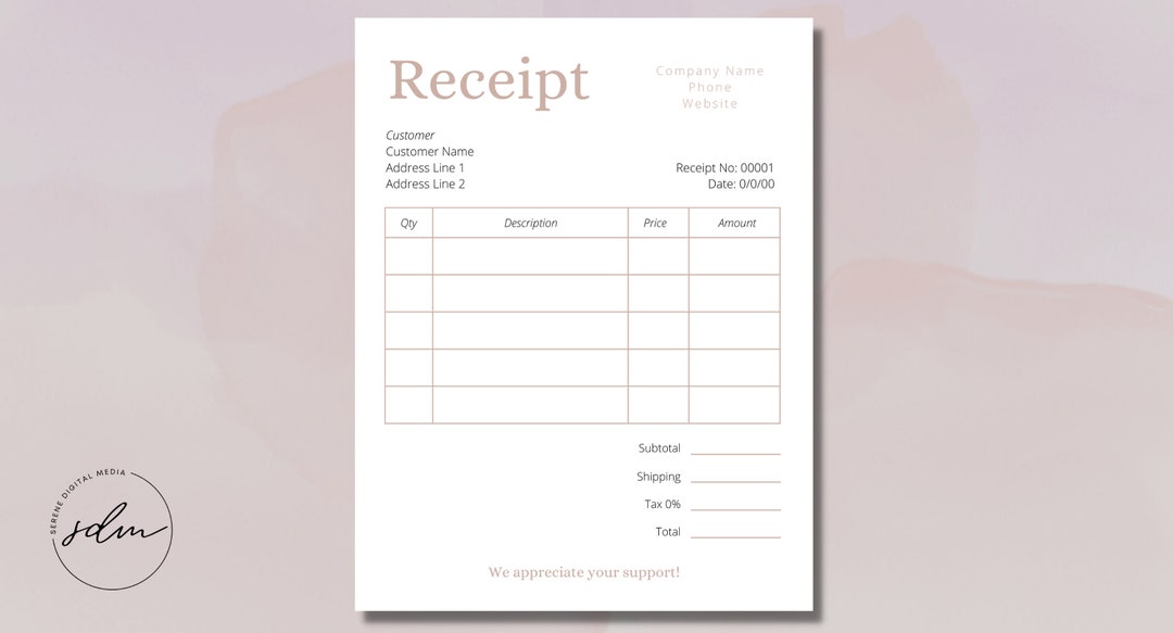 Plantillas de recibos para empresas / Imprimibles y editables - Etsy México