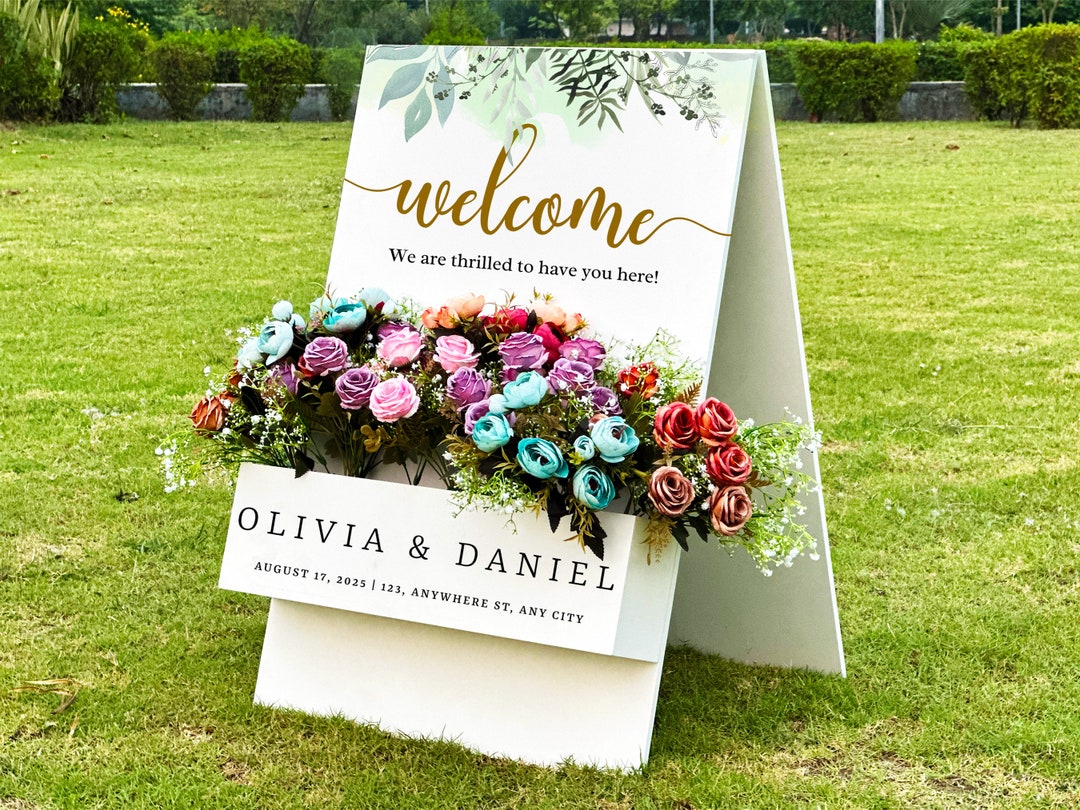 Flower Box Welcome Sign Wedding Welcome Sign Personalized Decor Flower ...