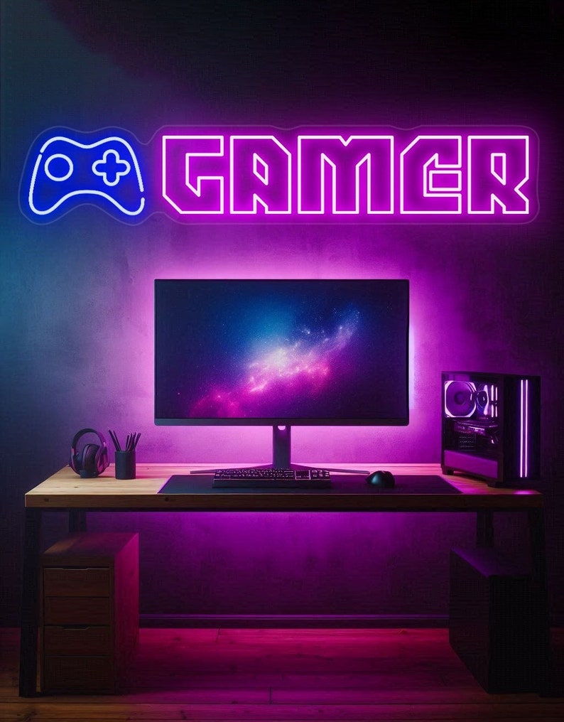 Gamer Neon Sign Custom, Game Room Decor, Personalized Gamer Tag Sign ...