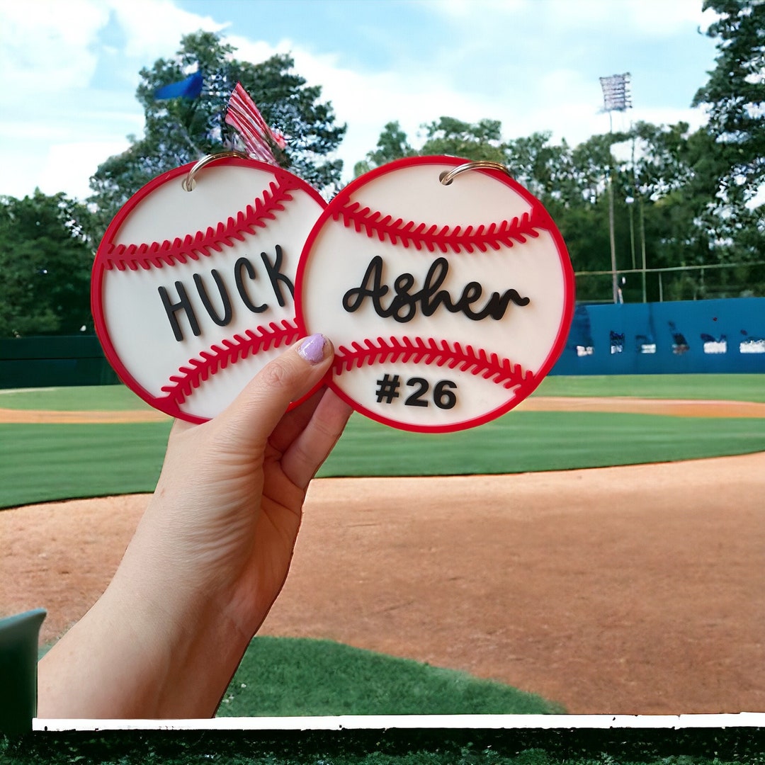 Baseball Bag Tag, Personalized Bat Bag Tag, Softball Keychain, Custom ...