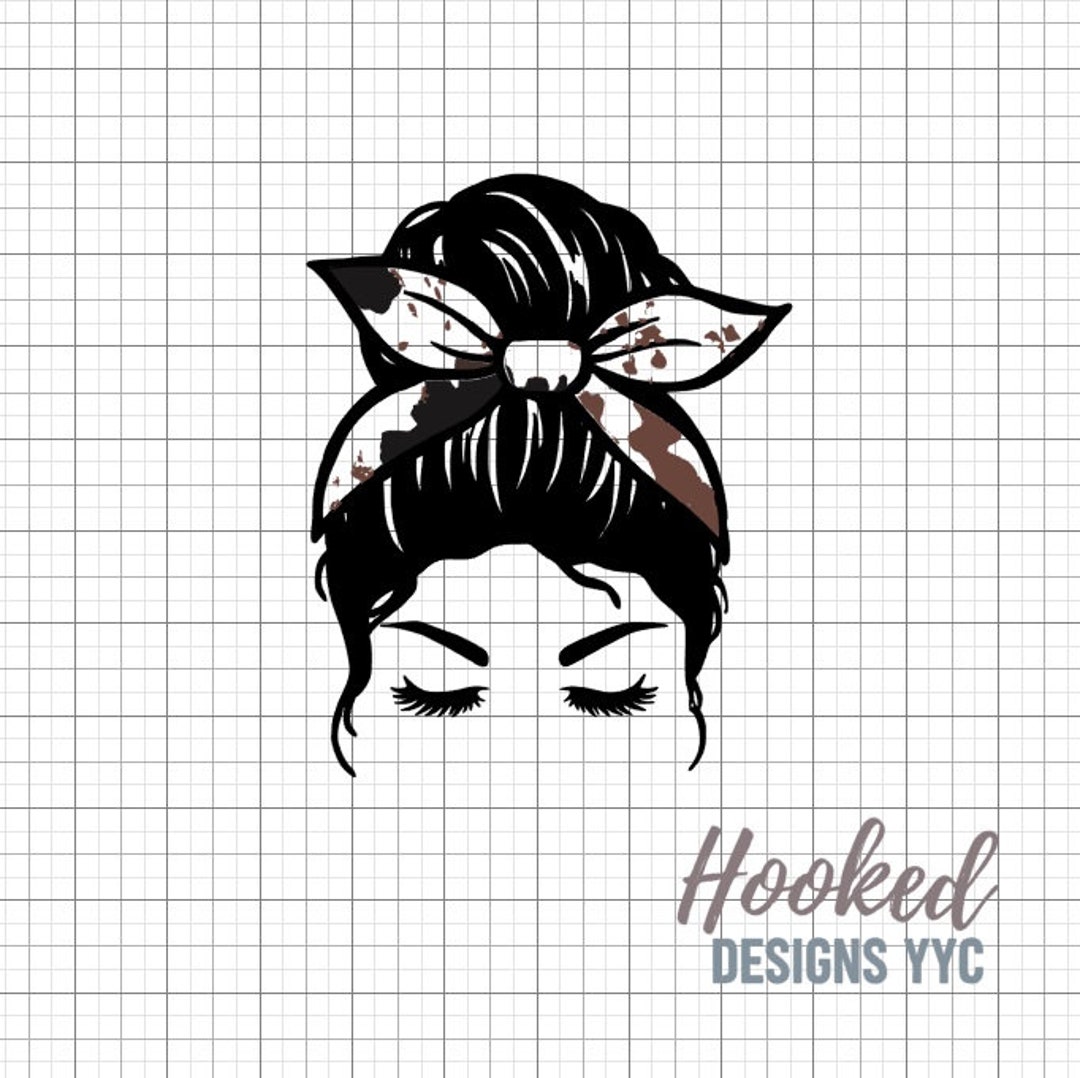 Cow Print Messy Bun SVG JPEG and PNG, Messy Bun Cow Print Digital Image ...
