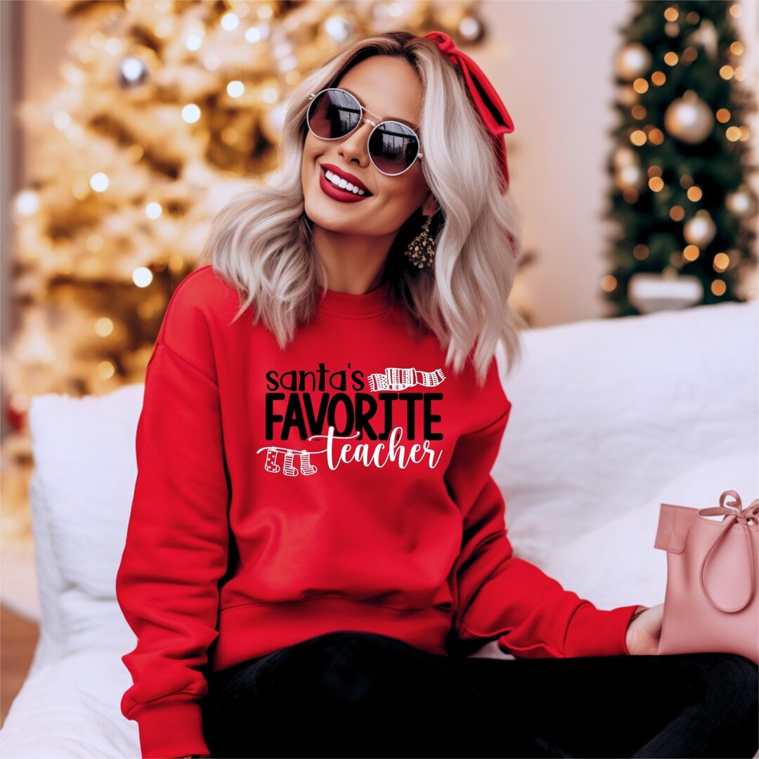 Santas Favorite Teacher Svg Png Merry Teacher Svg Christmas