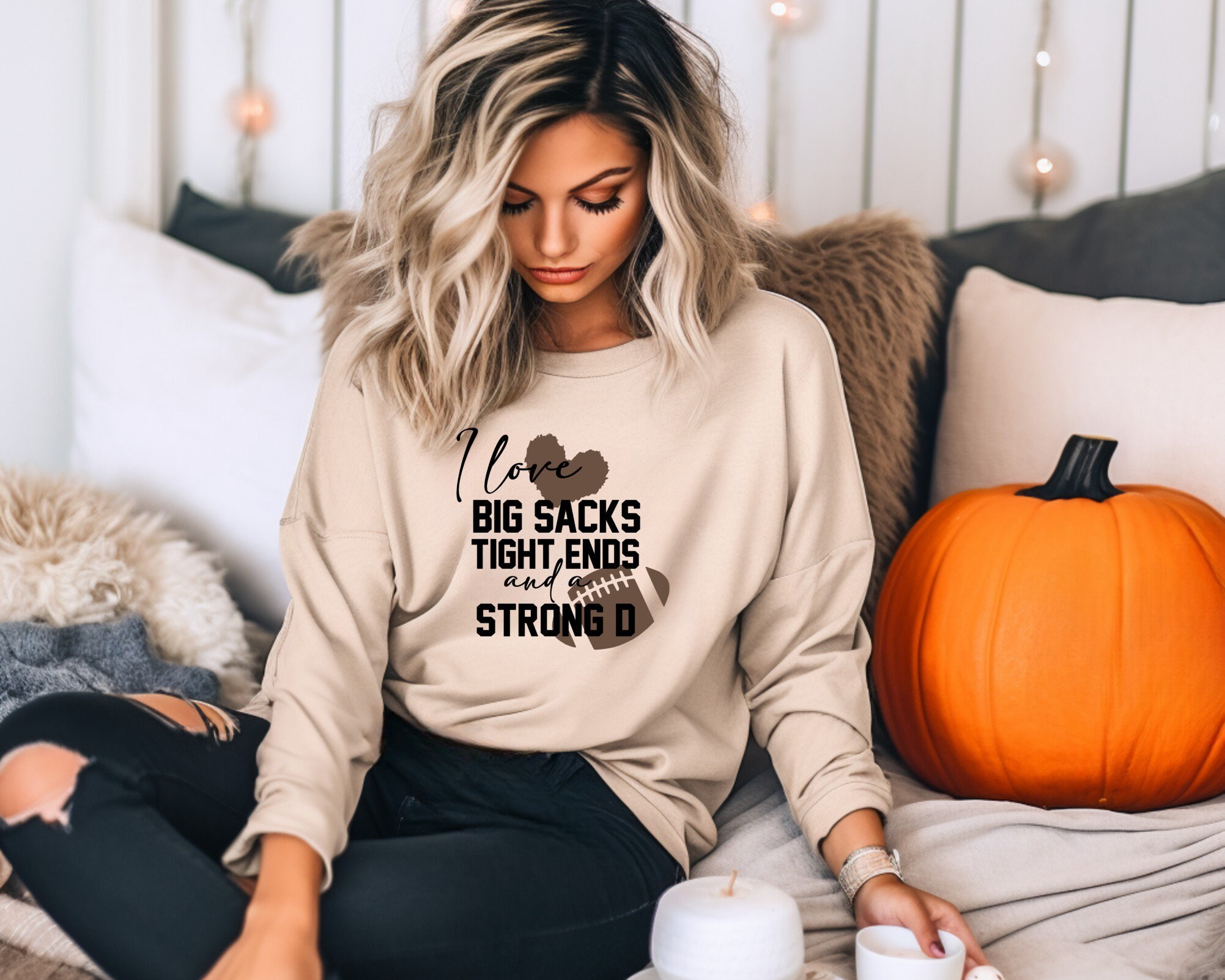 I Love Big Sacks Tight Ends and a Strong D Football Svg Design, Womens ...
