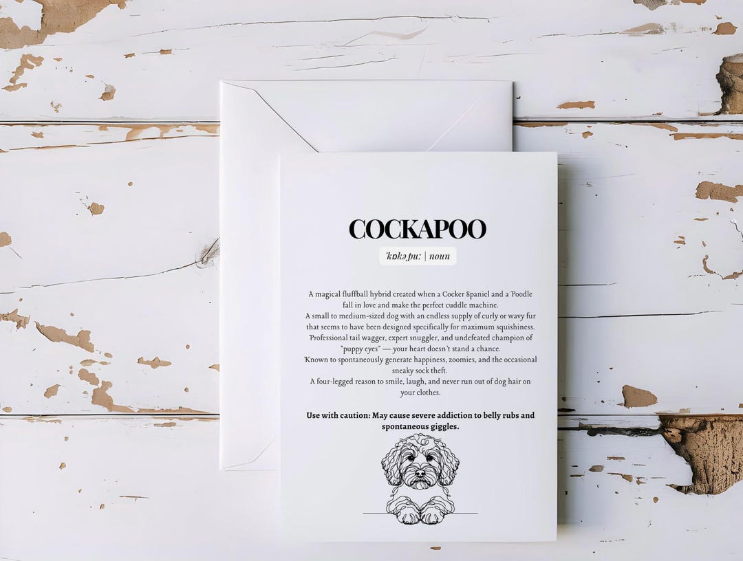 Cockapoo Card, Dog Birthday Card, Cockapoo Definition, Funny Cockapoo ...