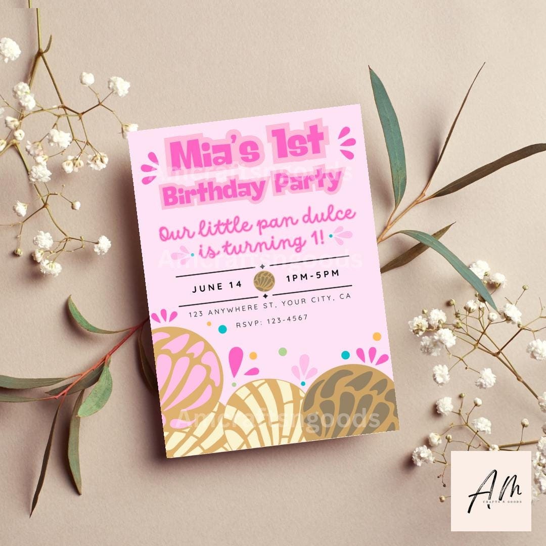 Concha Pan Dulce Digital Invitation || Birthday Girl Invitation ...