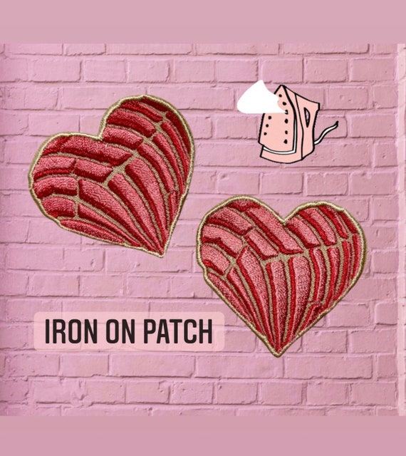 Concha Heart Iron on Patch Embroidered Patch Pan Dulce - Etsy