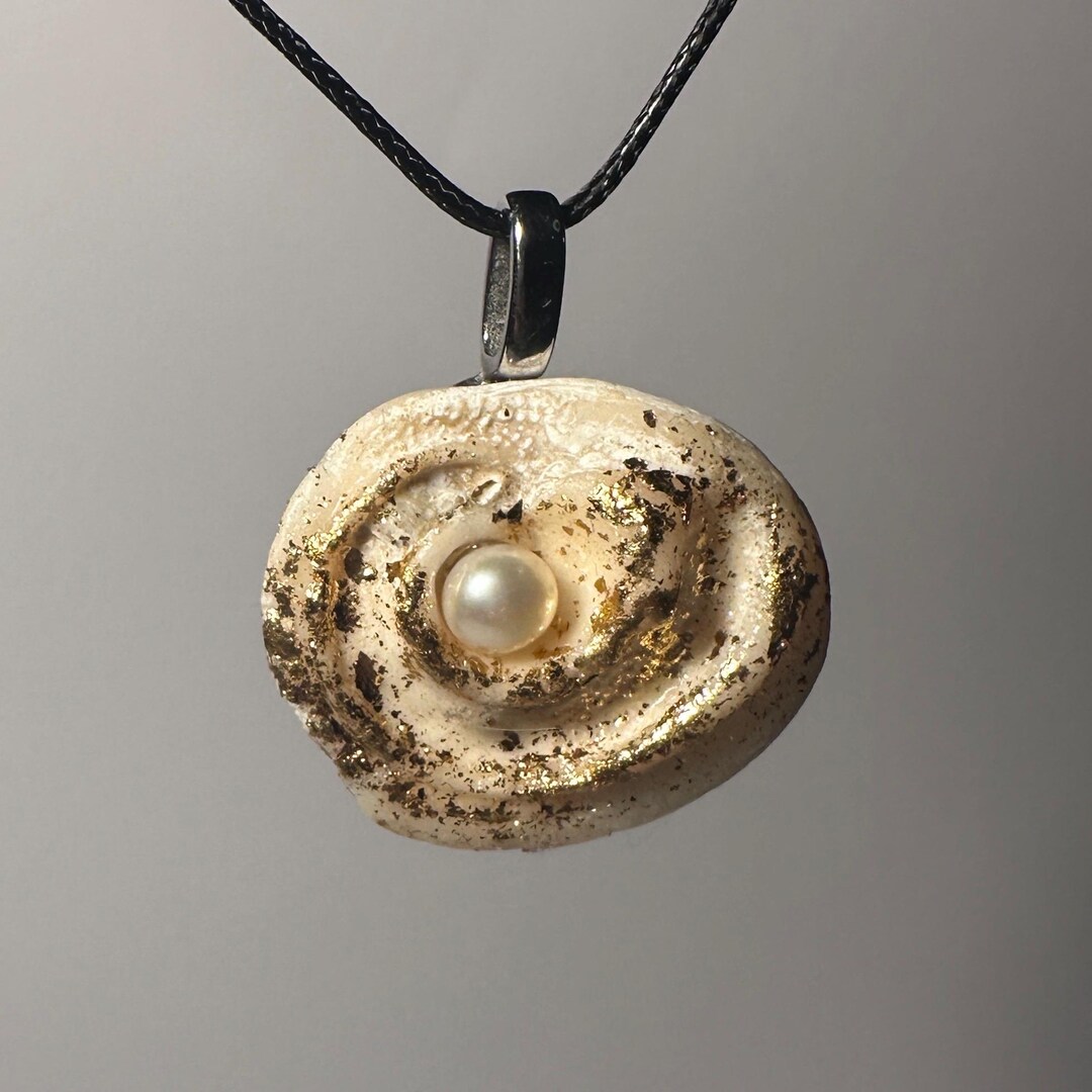 Natural Shell Pendant With Gold and Pearl | Coastal Jewelry | Mother's ...