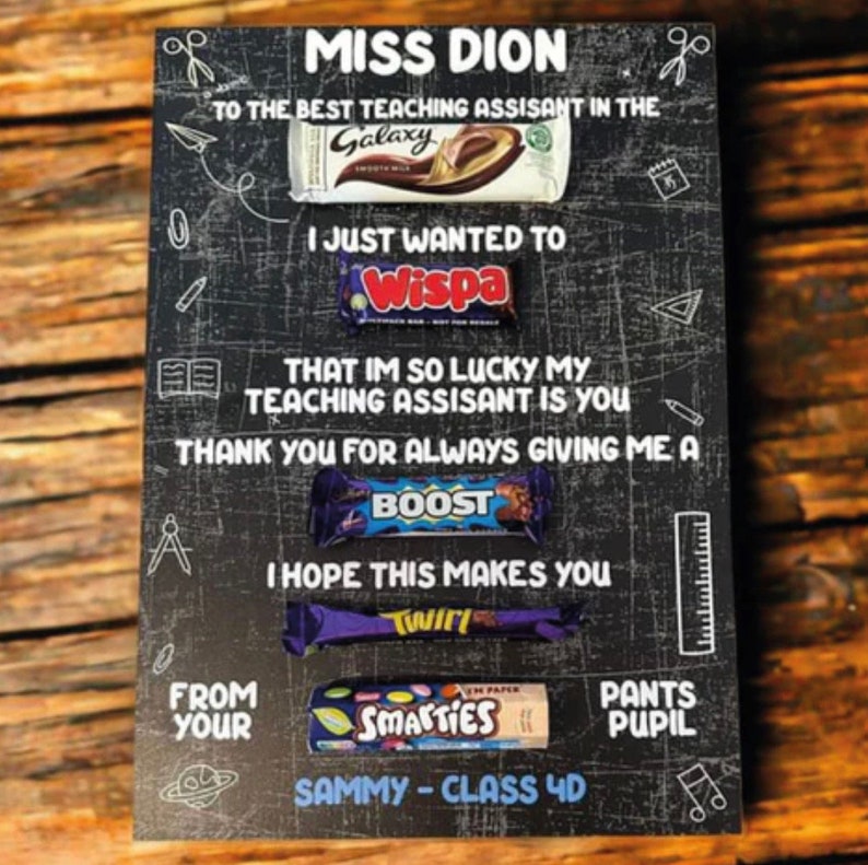 Personalised Teacher Chocolate Message Board Personalised - Etsy