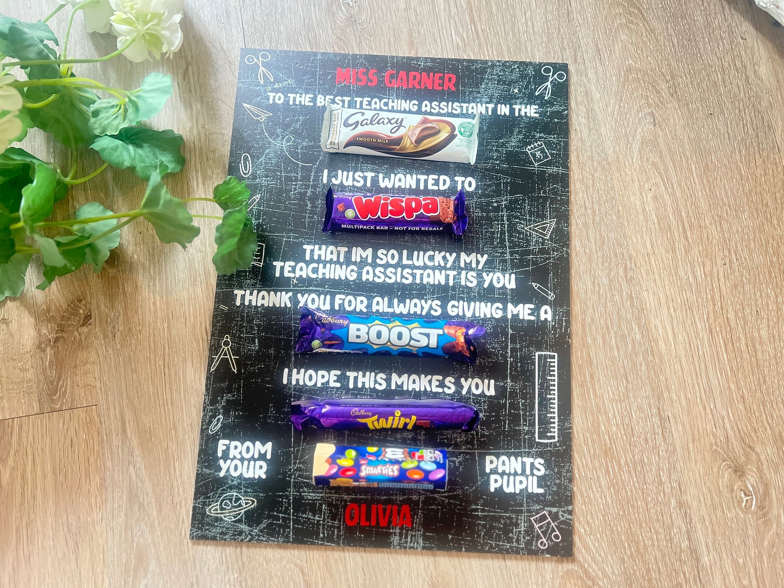 Personalised Teacher Chocolate Message Board Personalised - Etsy