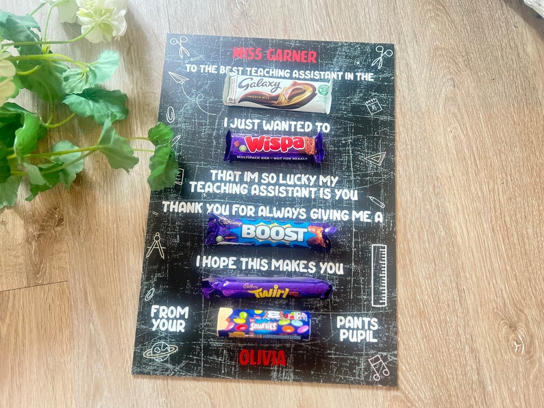 Personalised Teacher Chocolate Message Board Personalised - Etsy