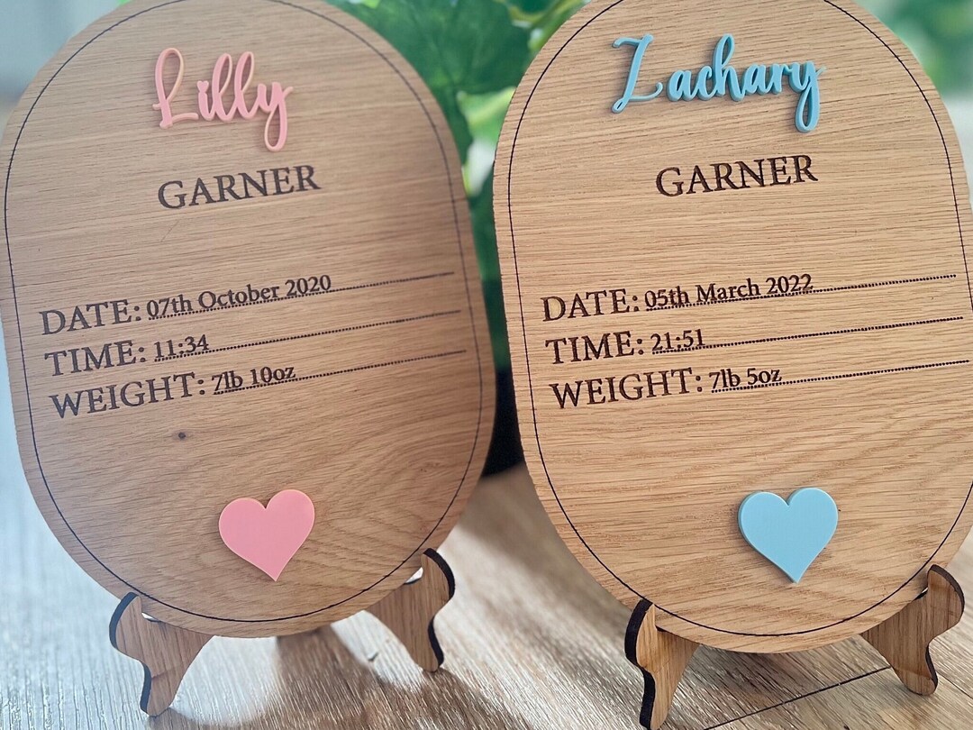 Personalised Birth Stats Plaque Birth Announcement New Baby Gift Baby ...