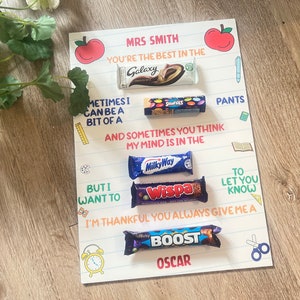 Personalised Teacher Chocolate Message Board Personalised - Etsy
