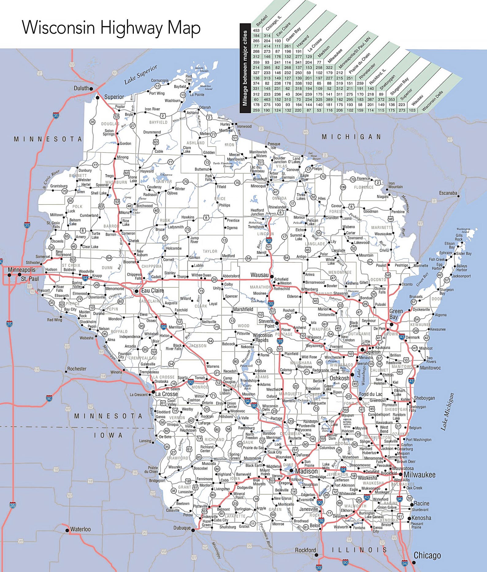 24x29in Large Detailed Map of Wisconsin With Cities and Towns - Etsy