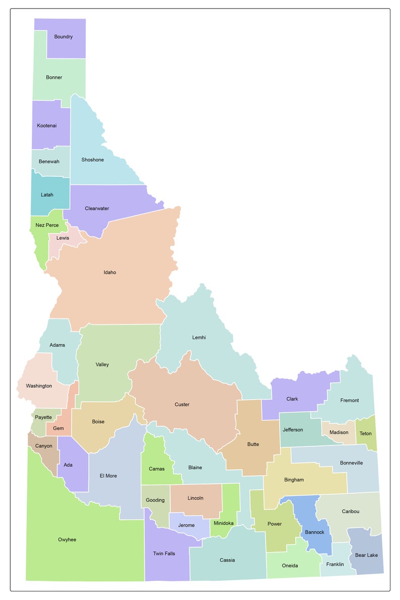 Wall Art Impressions 24"x36" Poster Idaho County Map - Etsy