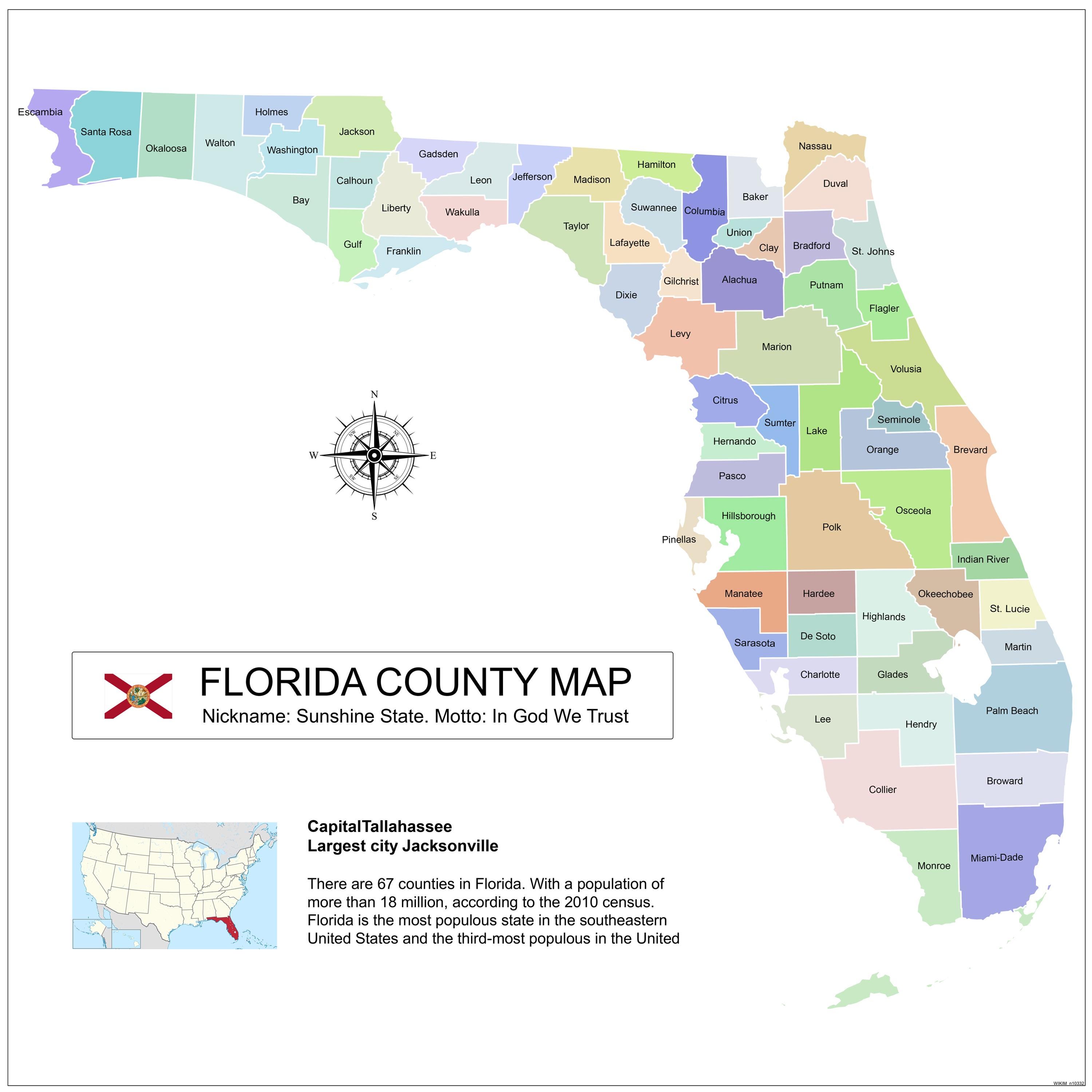 Florida County Map With Major Cities