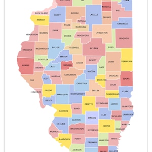 Wall Art Impressions 24"x36" Poster Illinois County Map - Etsy