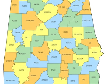 Alabama State Wall Map Large Print Poster - Etsy