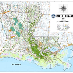 Large Detailed Map of Louisiana With Cities, Roads, Airports, Landmarks ...