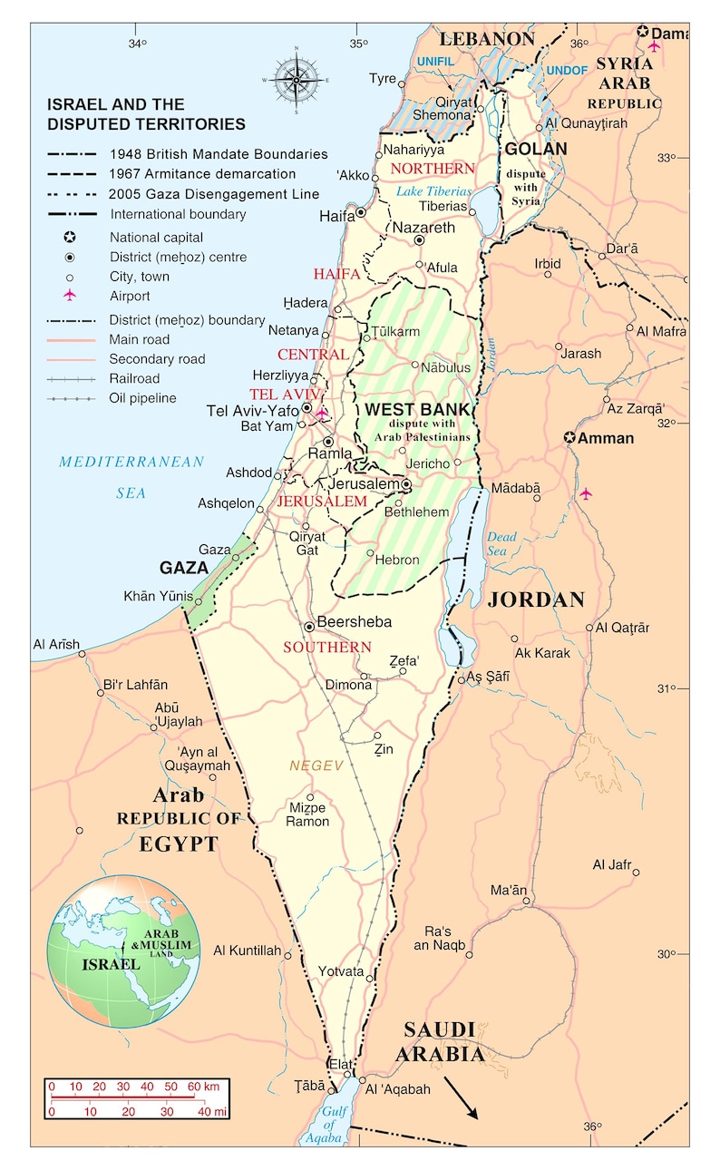 24x39in Poster Israel and the Disputed Territories Map - Etsy