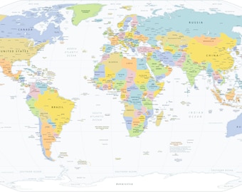 World Political Map Poster - Etsy