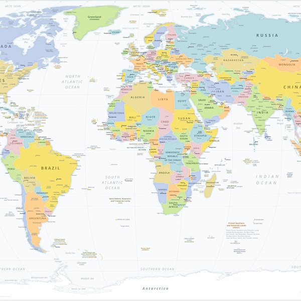 Big World Map Poster - Etsy