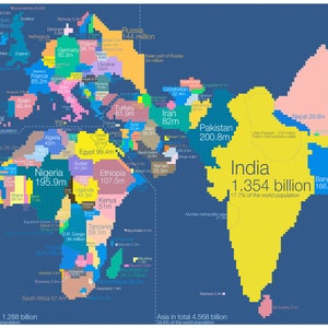 Wall Art Impressions™ 55"x24" World Population Cartogram Map - Etsy