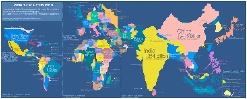 Wall Art Impressions™ 55x24 World Population Cartogram Map - Etsy