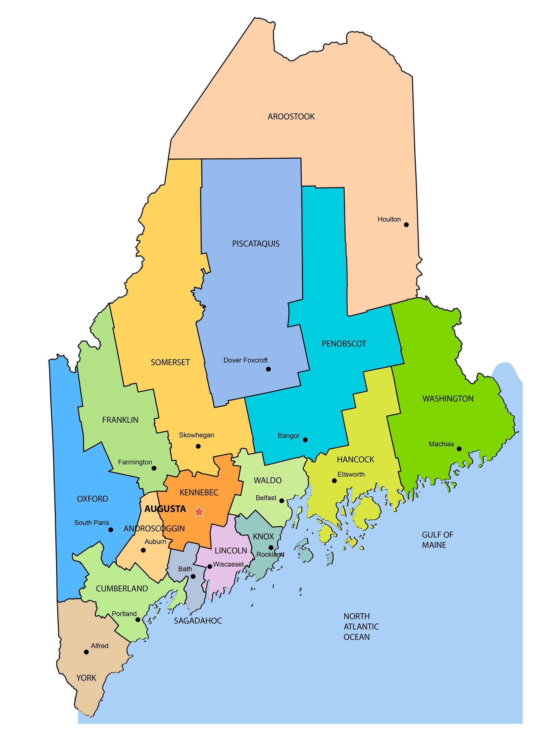 24"x33" Maine County Map - Etsy