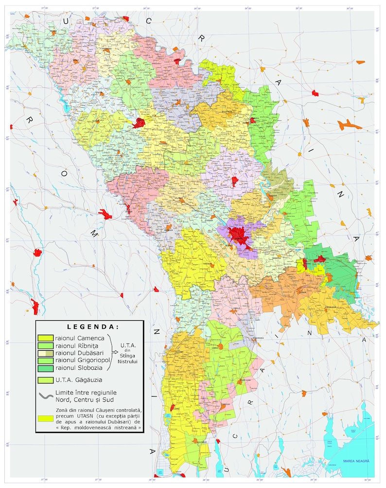 24x30in Poster Administrative Map of Moldova - Etsy