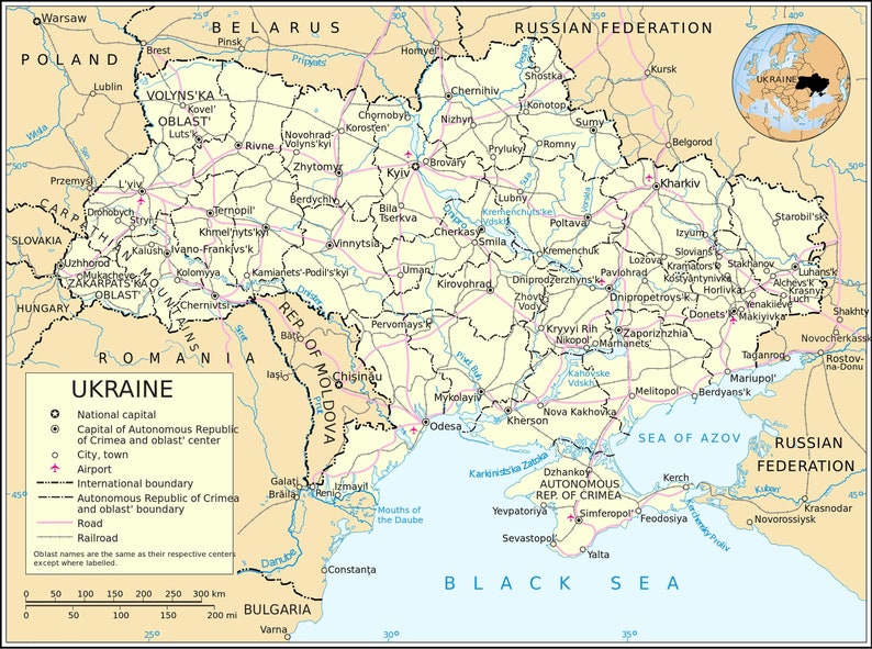 24x32 Poster Detailed Map of Ukraine in English 2010 - Etsy Ireland