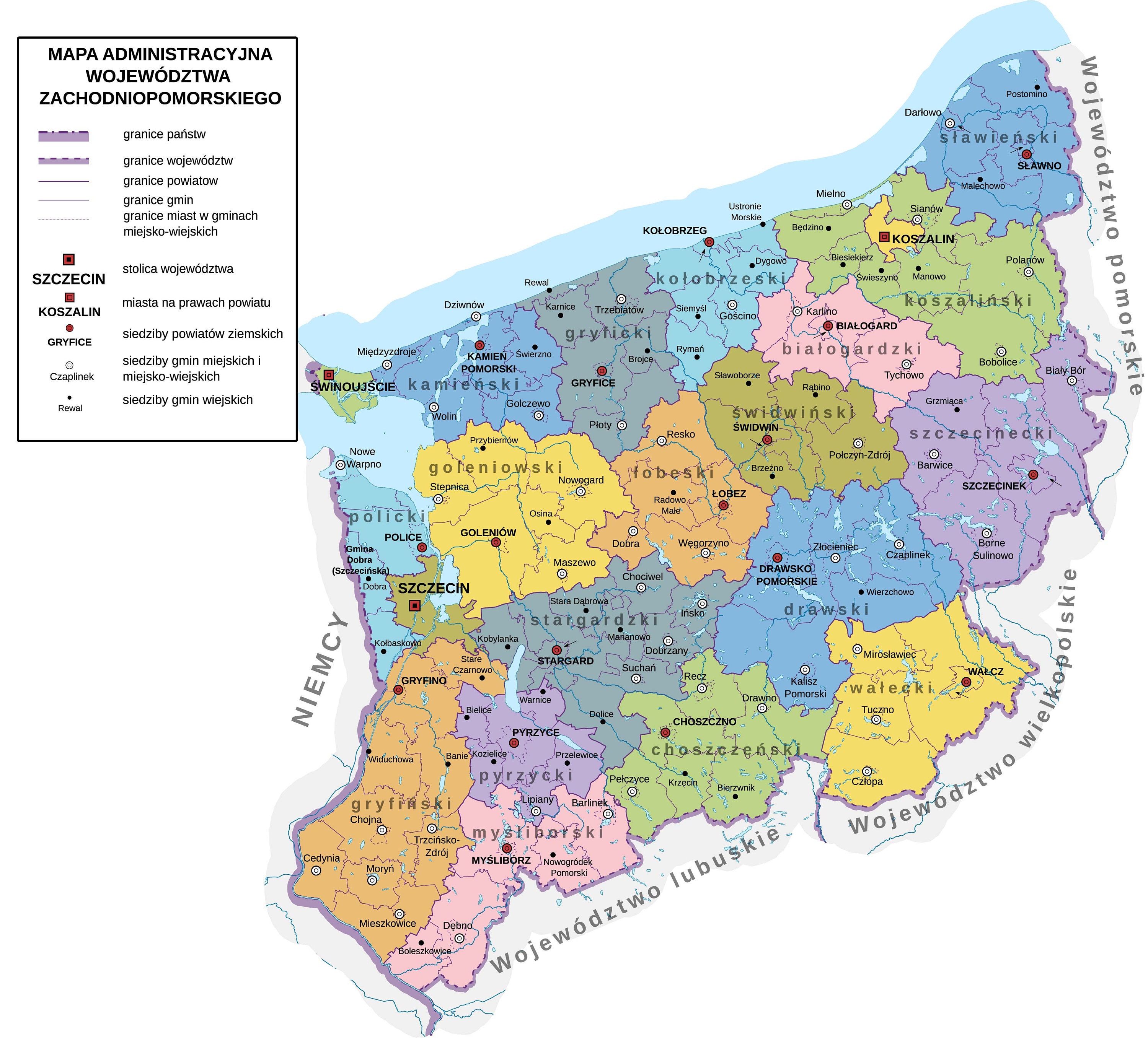 26x24in Poster West Pomeranian Voivodeship Administrative Map ...