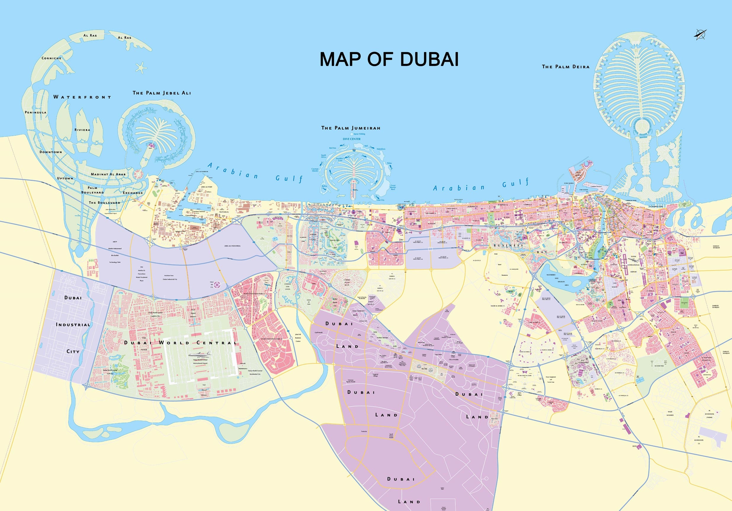 34x24in Poster Large Detailed Map of Dubai - Etsy