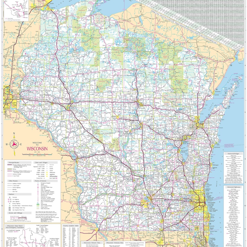 Wisconsin Map Art - Etsy