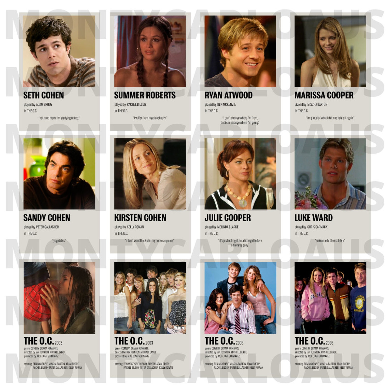 Minimalist the O.C Characters Poster Print Pack Set of 12 - Etsy