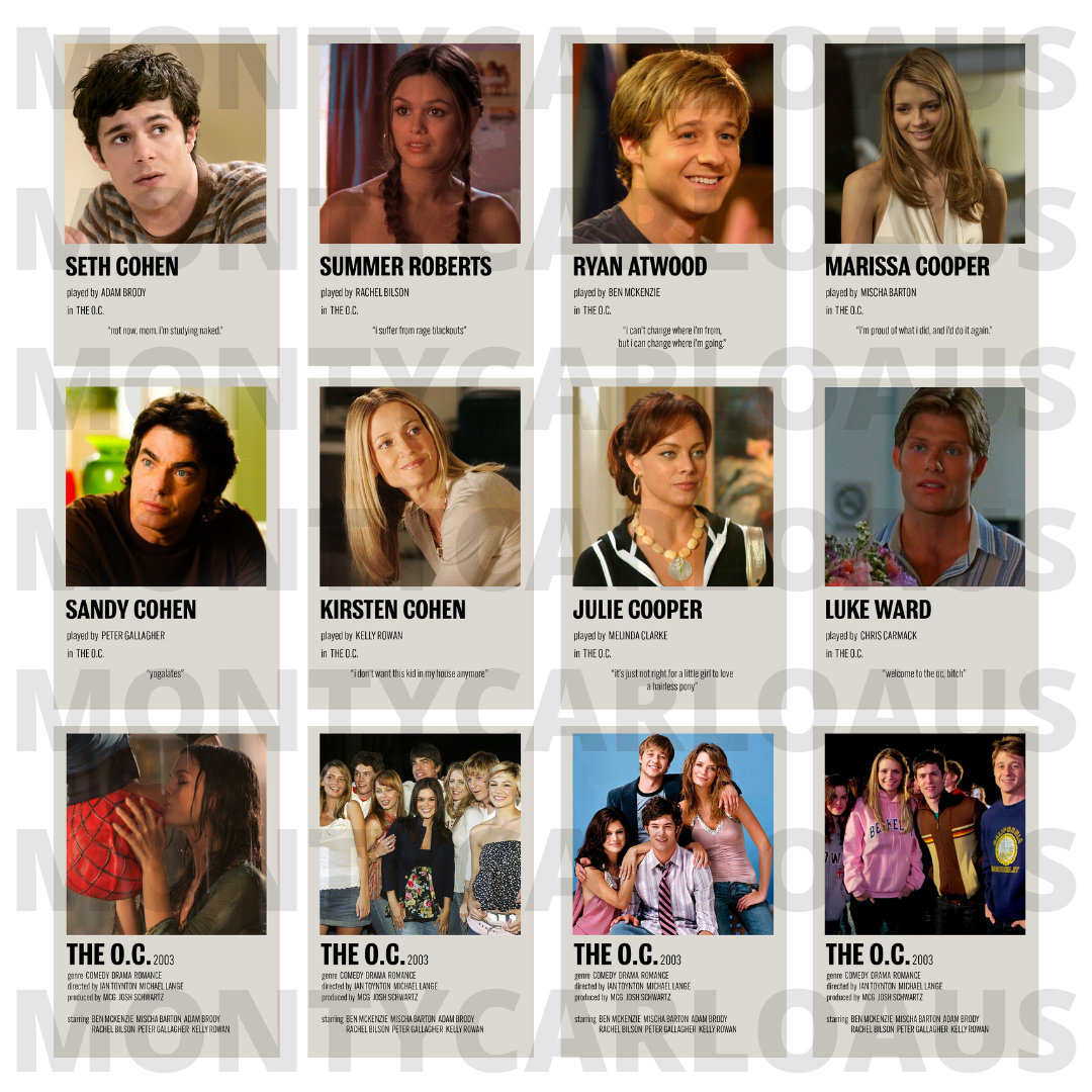 Minimalist the O.C Characters Poster Print Pack Set of 12 - Etsy Australia