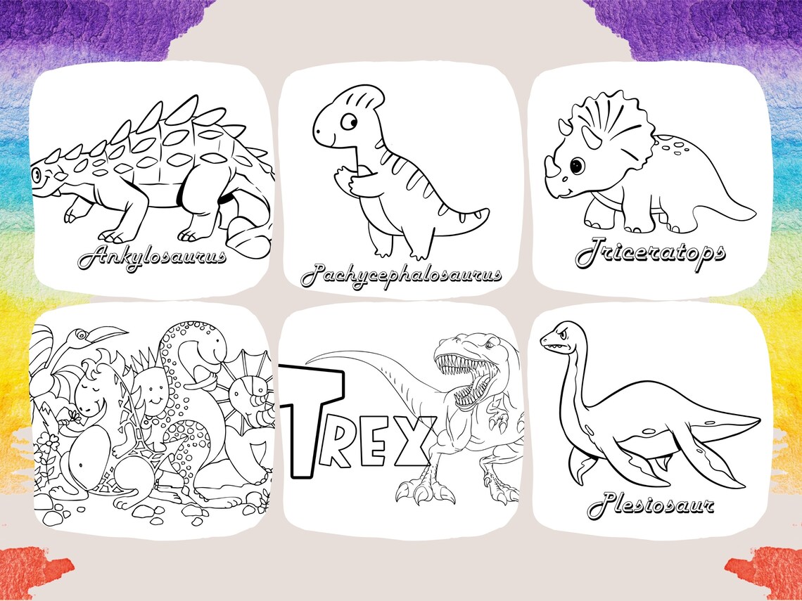 Dinosaur Coloring Book, Coloring Pages for Kids, Prehistoric Coloring ...