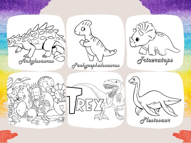 Dinosaur Coloring Book, Coloring Pages for Kids, Prehistoric Coloring ...
