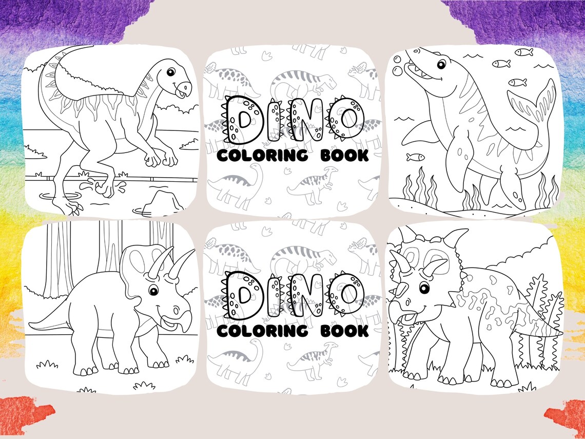 Dinosaur Coloring Book, Coloring Pages for Kids, Prehistoric Coloring ...