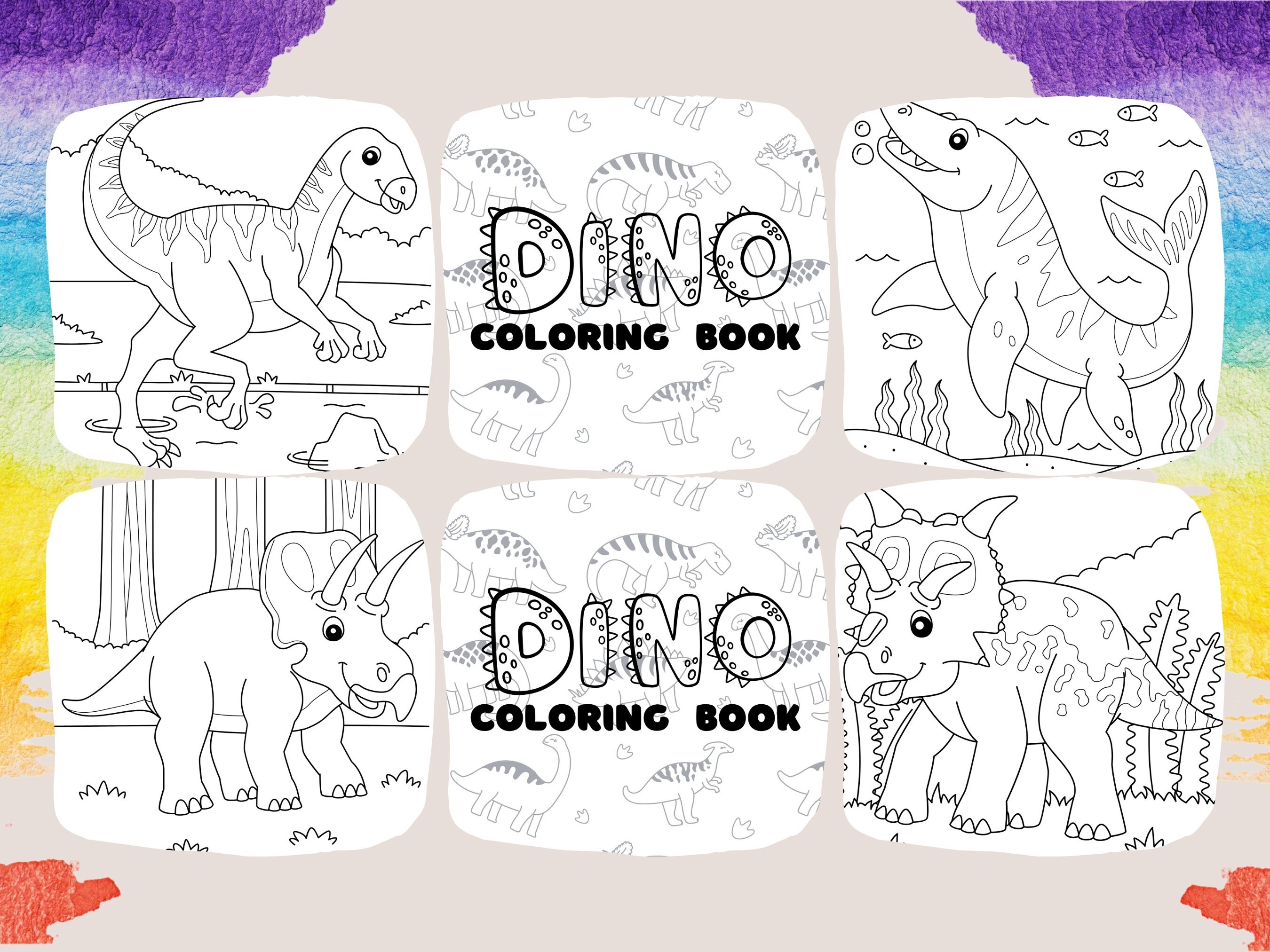 Dinosaur Coloring Book, Coloring Pages for Kids, Prehistoric Coloring ...