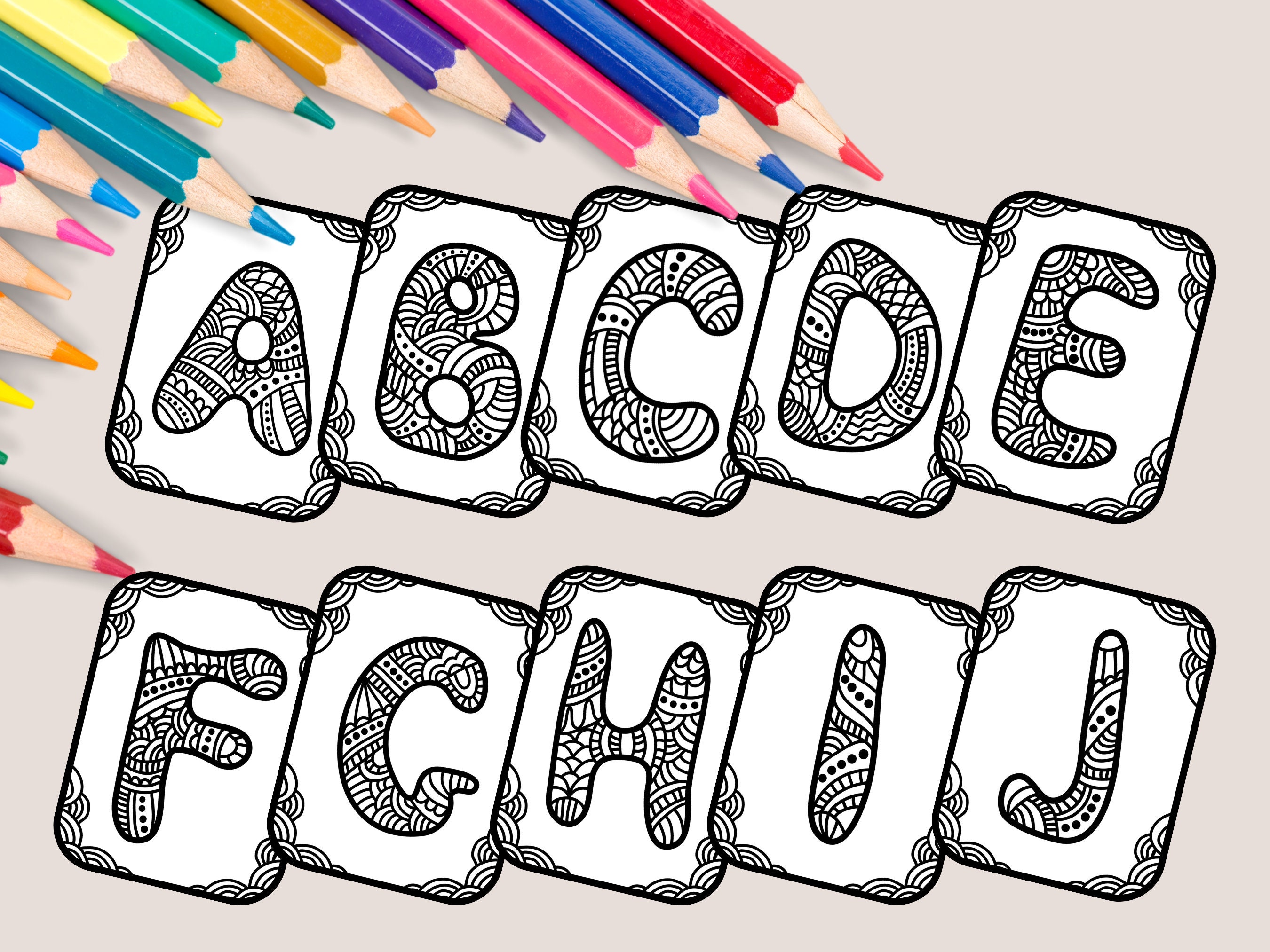 ABC Coloring Pages, Alphabet Coloring Books, Digital Download Coloring ...