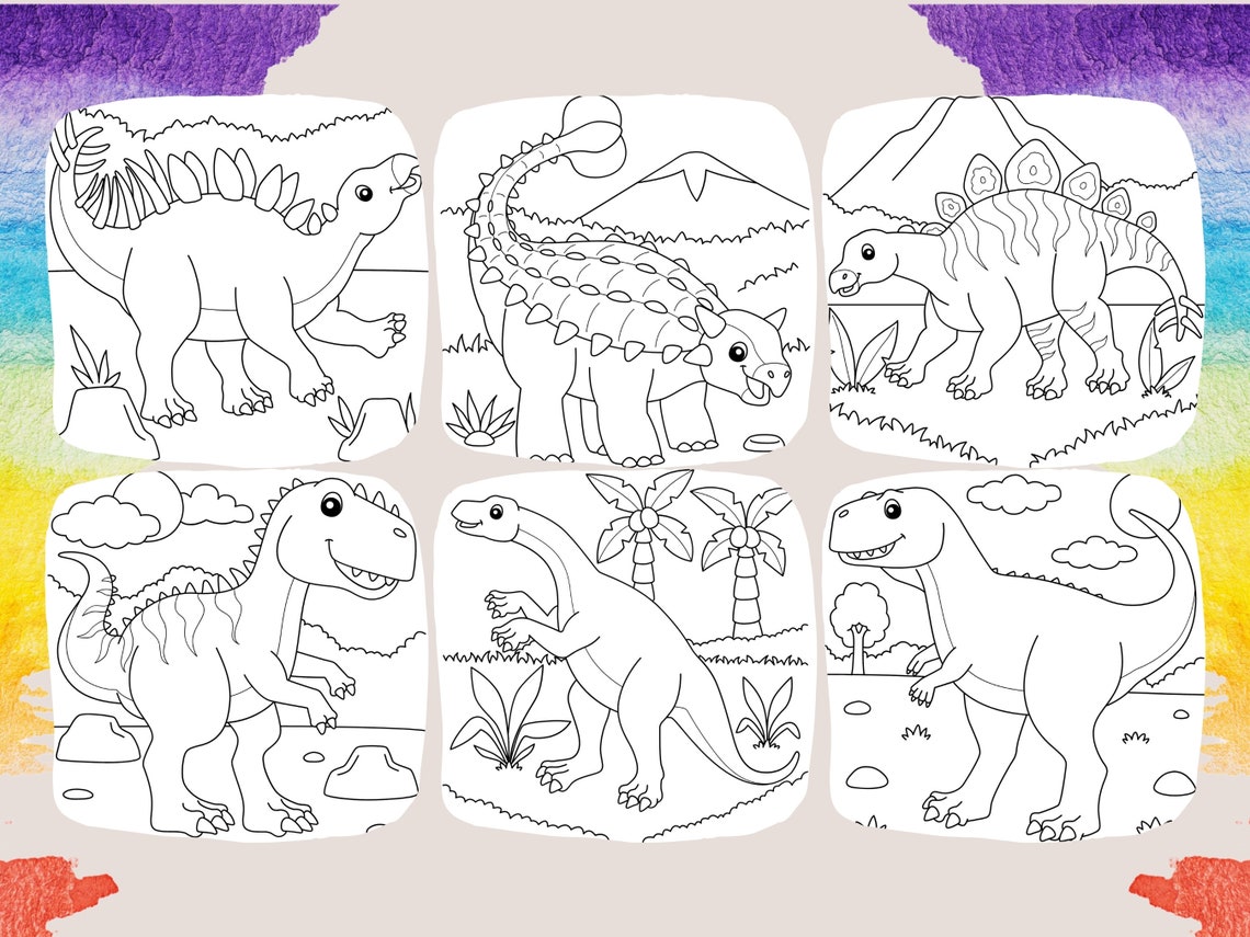 Dinosaur Coloring Book, Coloring Pages for Kids, Prehistoric Coloring ...