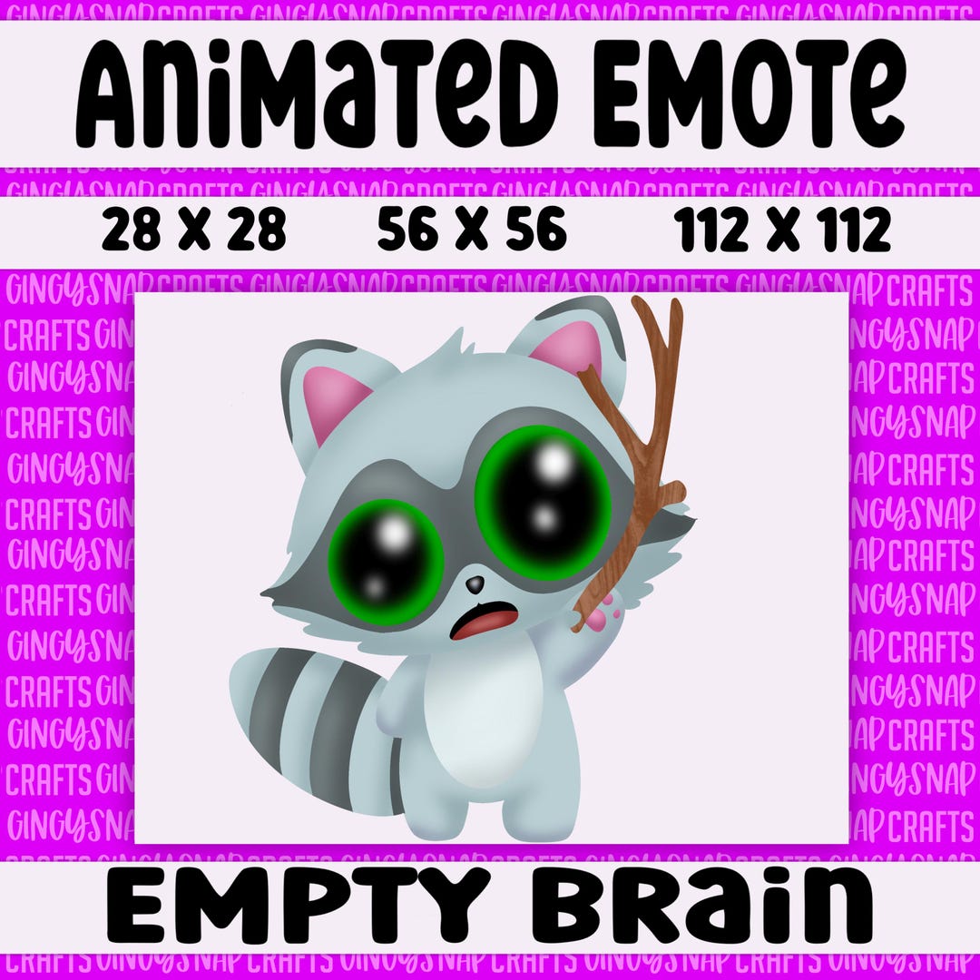 Animated Twitch Emote - Empty Brain Cute Racoon - Etsy