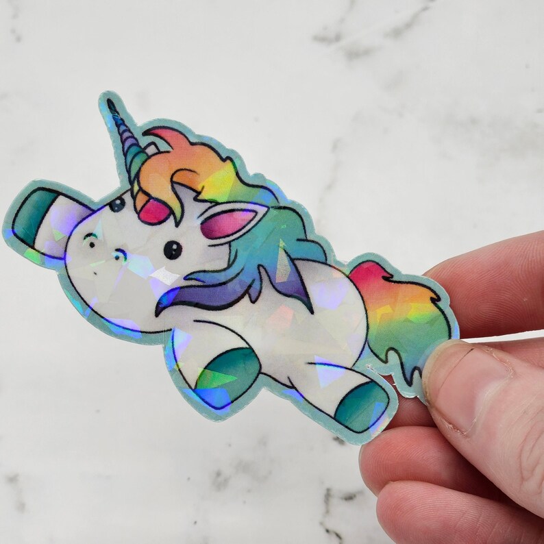 Rainbow Unicorn Holographic Sticker - Etsy