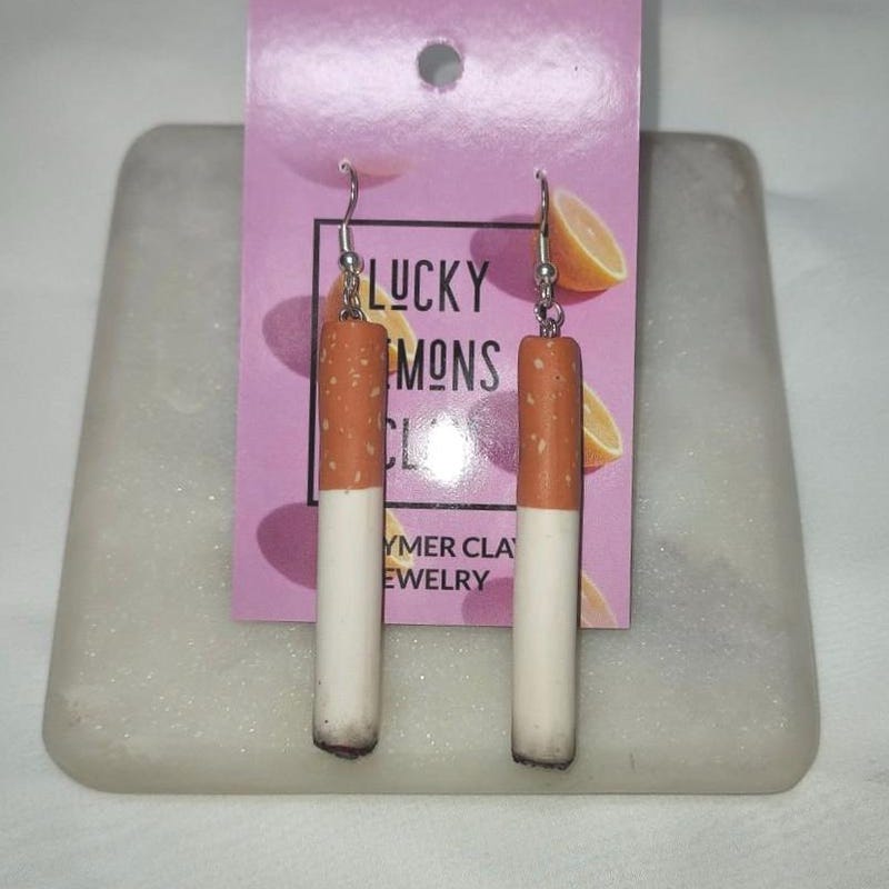 Cigarette Earrings - Etsy Australia