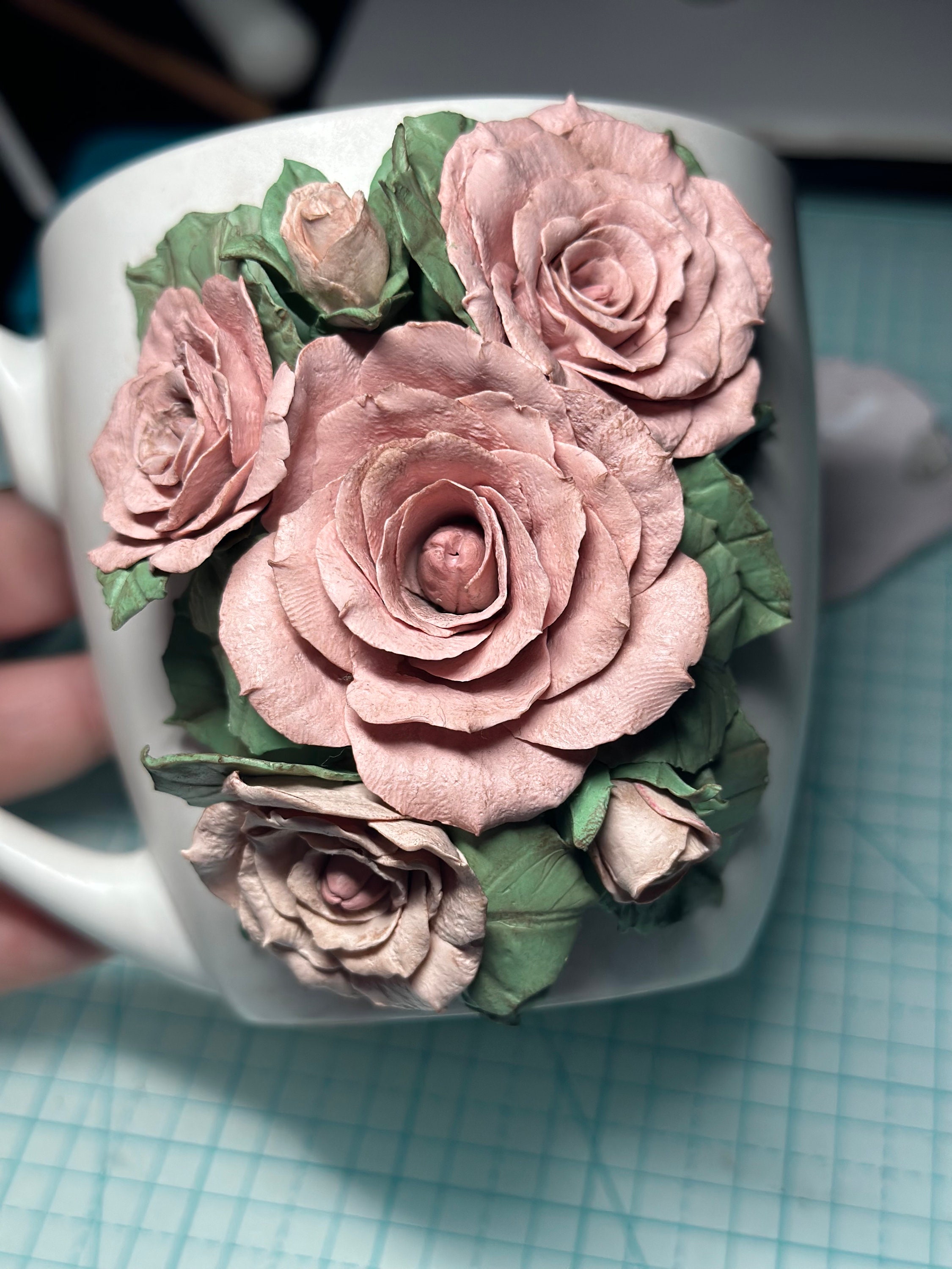 Mug Coffee Cup Decorated With Hand Sculpted Clay Roses - Etsy