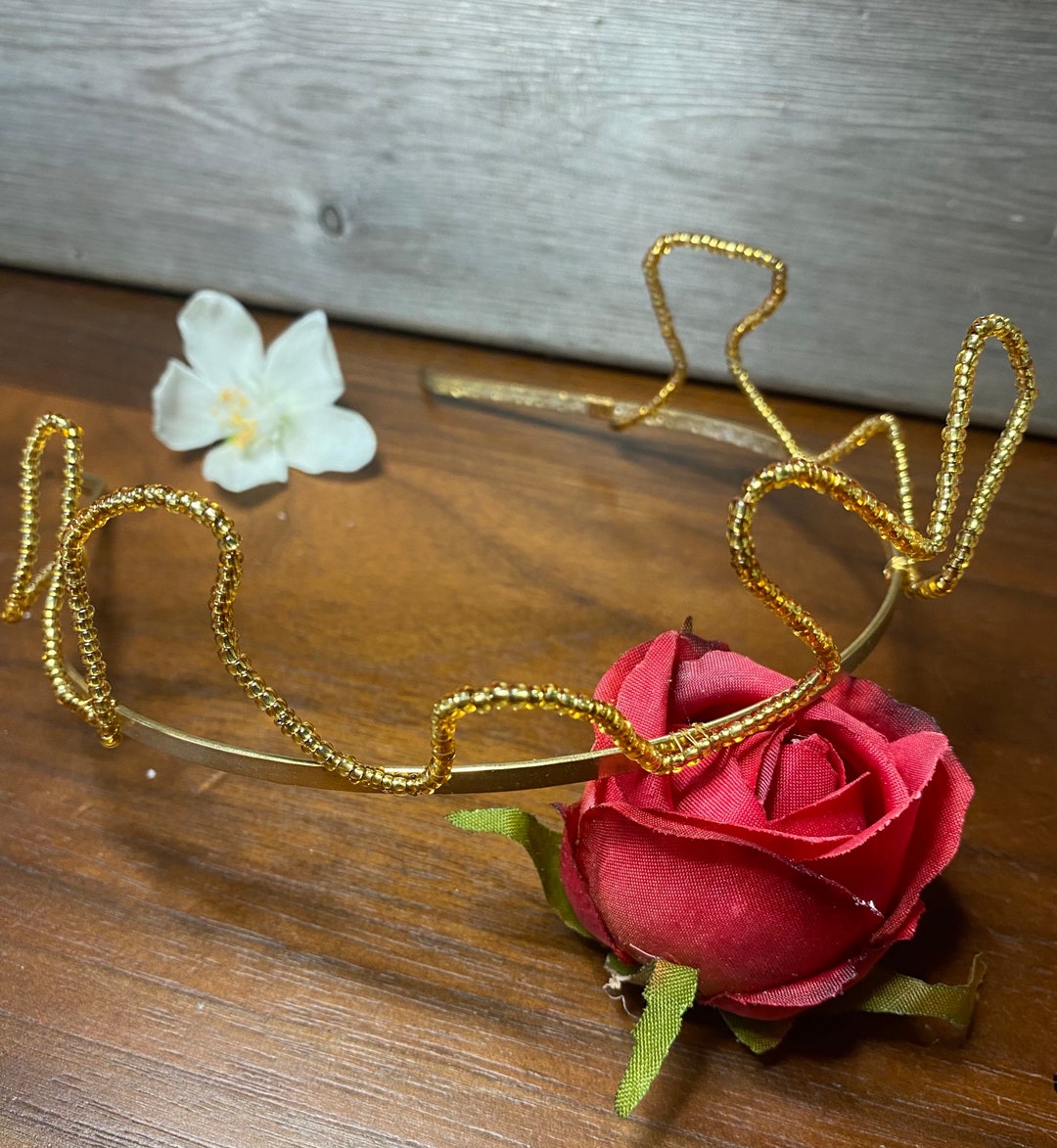 Handmade Tiara. Glass Seed Bead Gold. - Etsy