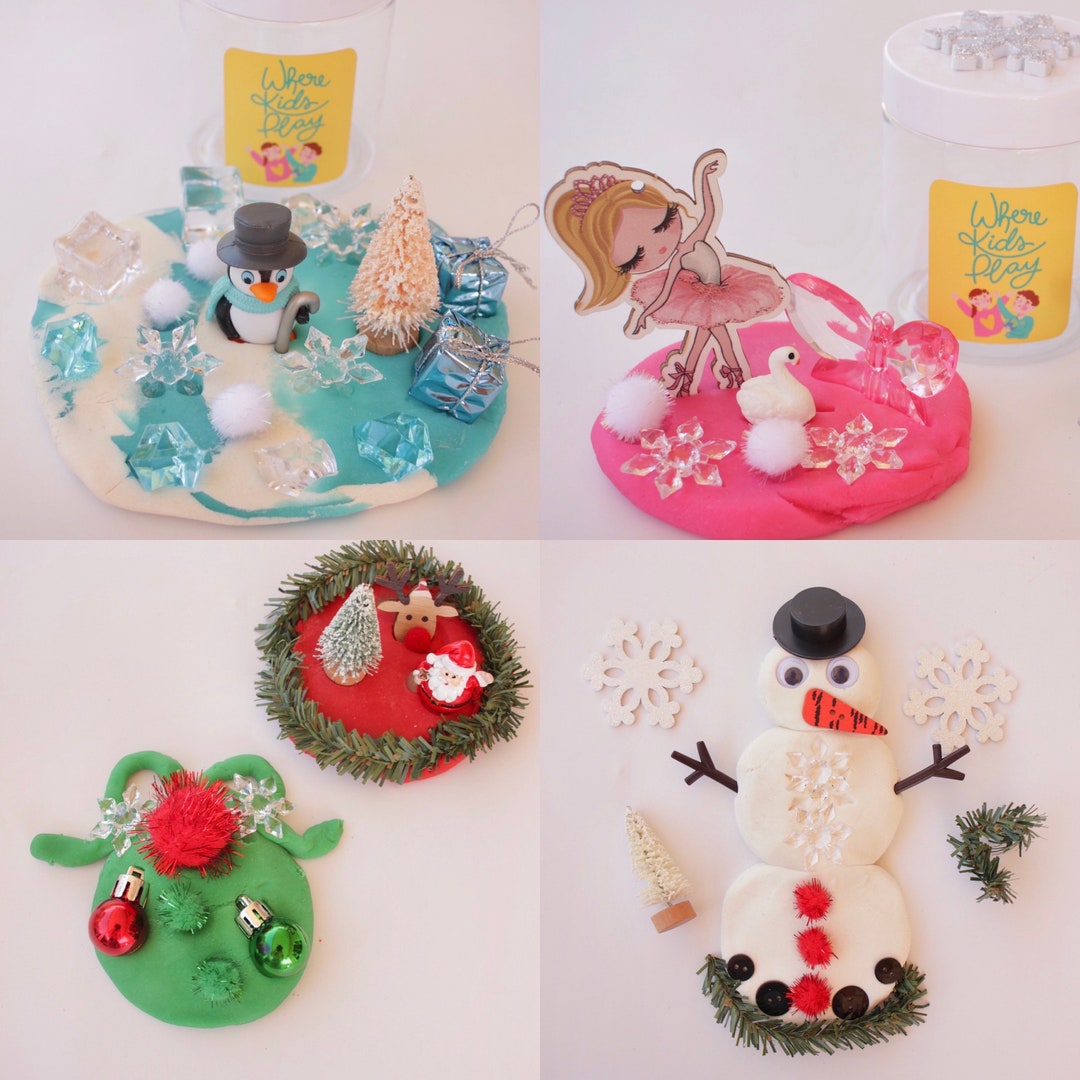 Christmas Playdough Jars, Kids Stocking Stuffer, Build a Snowman ...