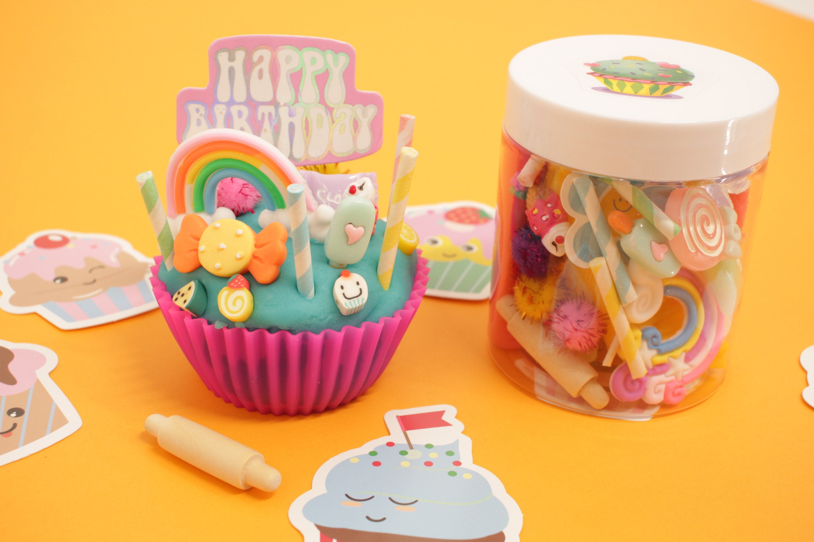 Cupcake Birthday Playdough Jars, Cupcake Sensory Kit, Birthday Sensory ...